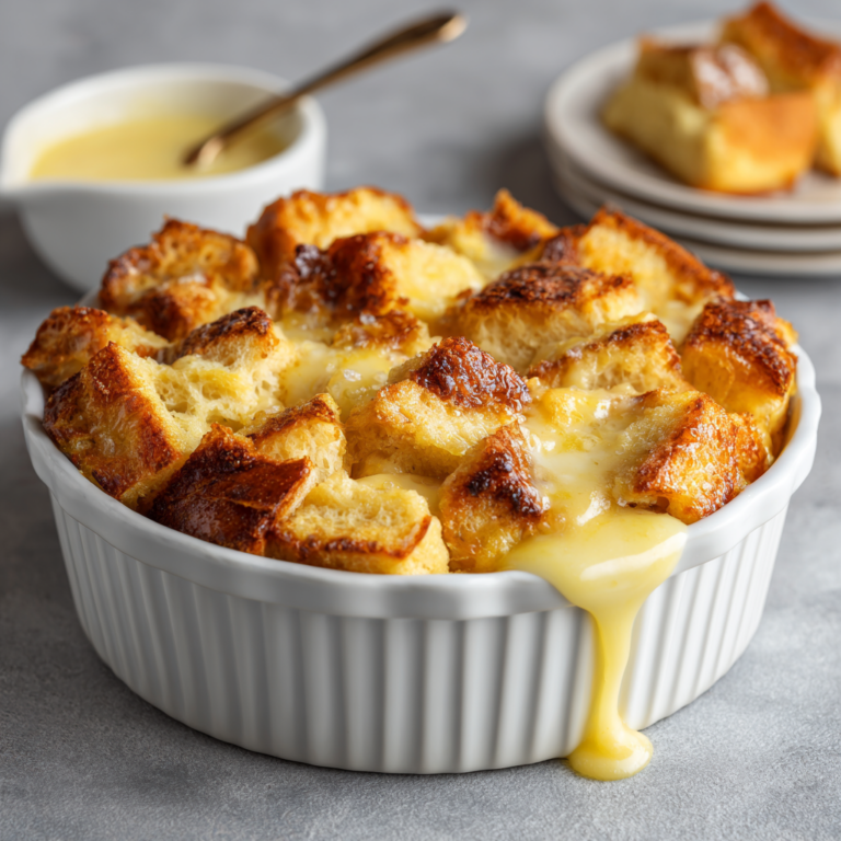 Custard Bread Pudding with Vanilla Sauce - chocotune